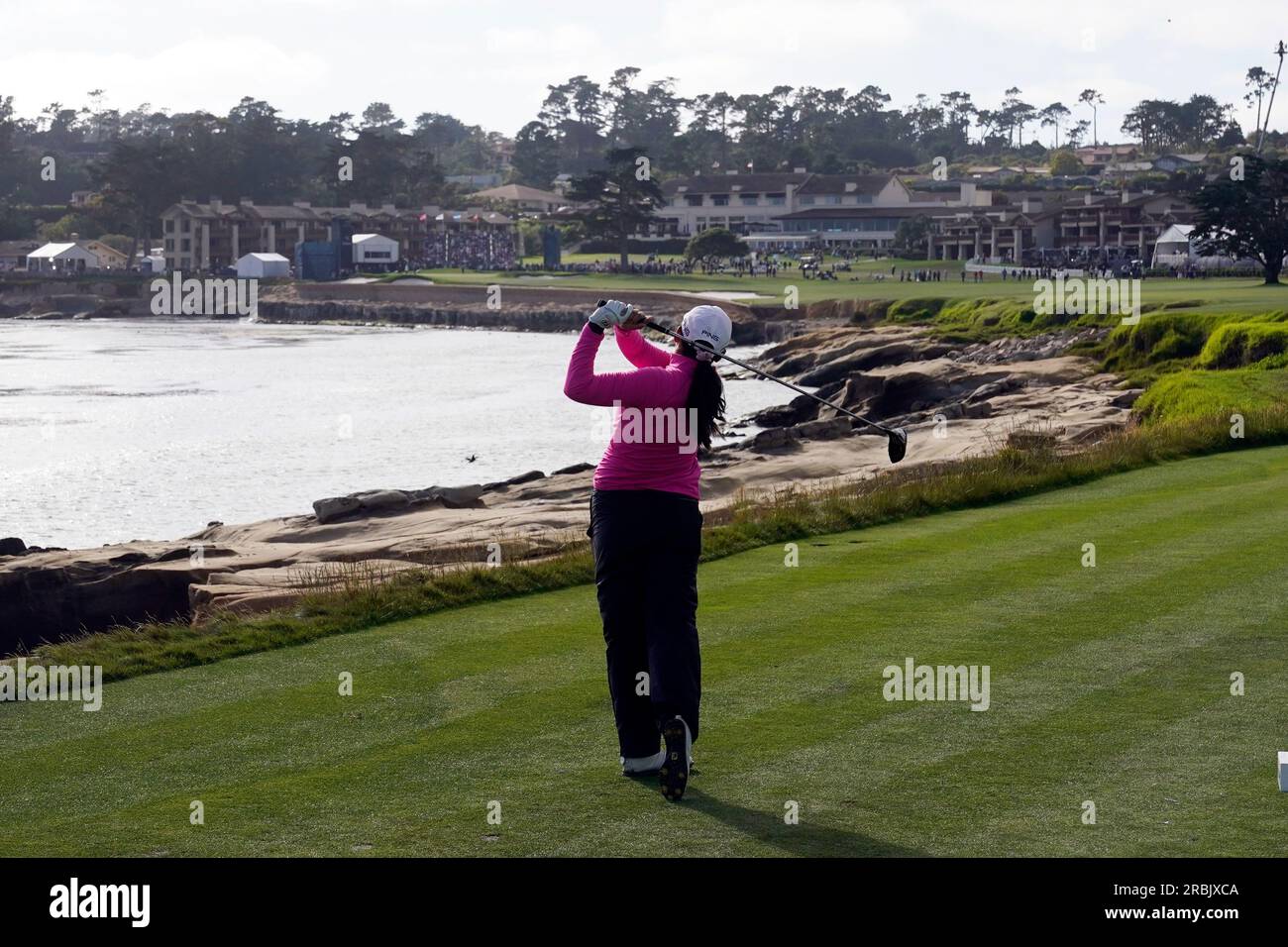 Allisen Corpuz hits from the 18th tee during the third round of the U.S ...