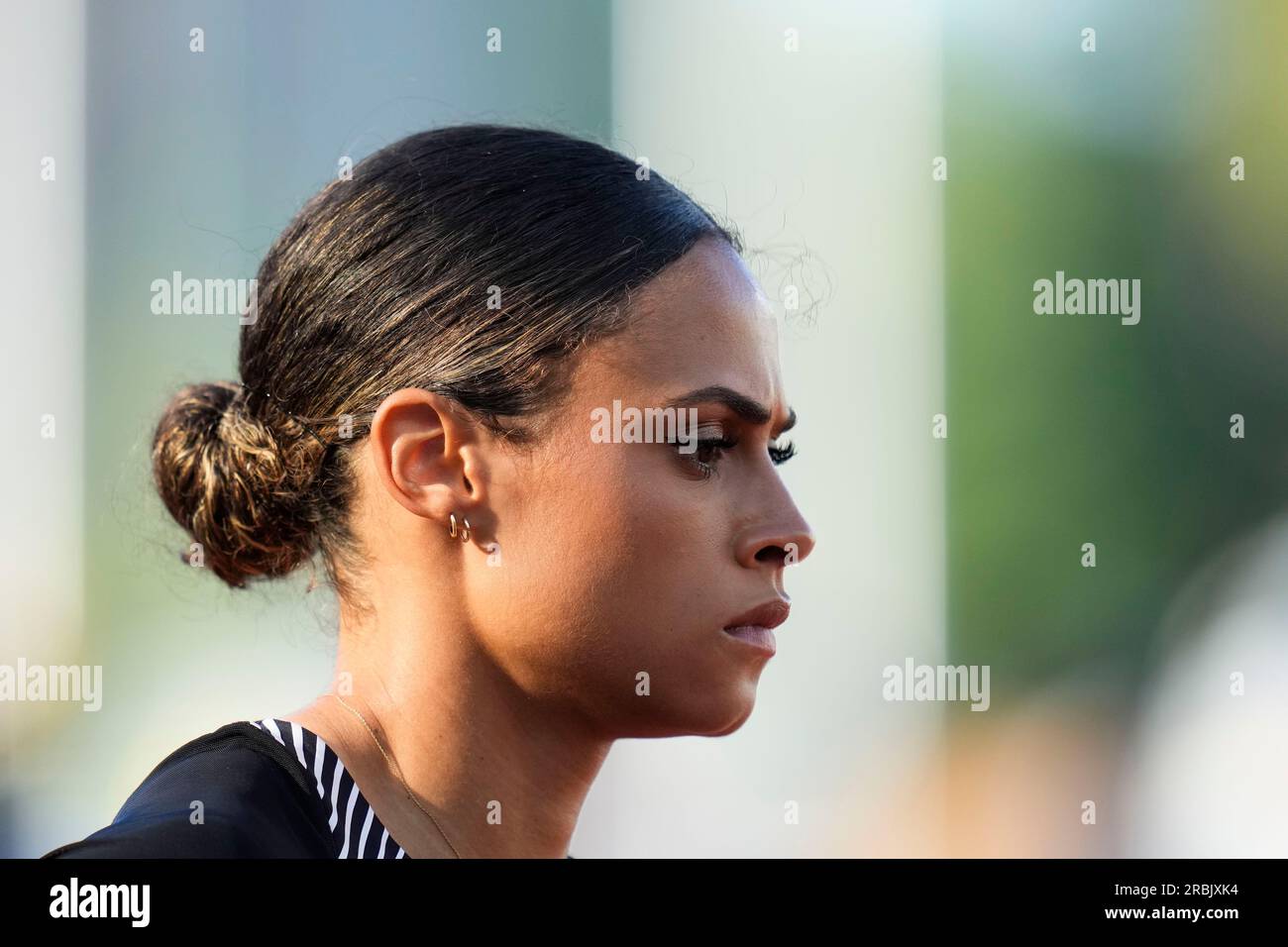 Sydney McLaughlin-Levrone waits at the start of the women's 400 meter ...