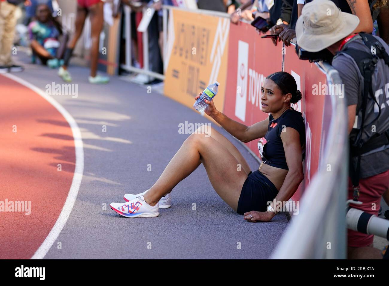 Sydney McLaughlin-Levrone recovers after winning the women's 400 meters ...