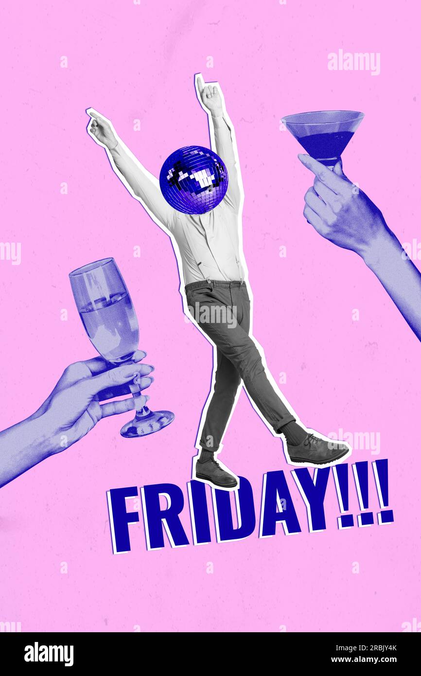 Composite collage headless disco ball friday party corporate worker ...
