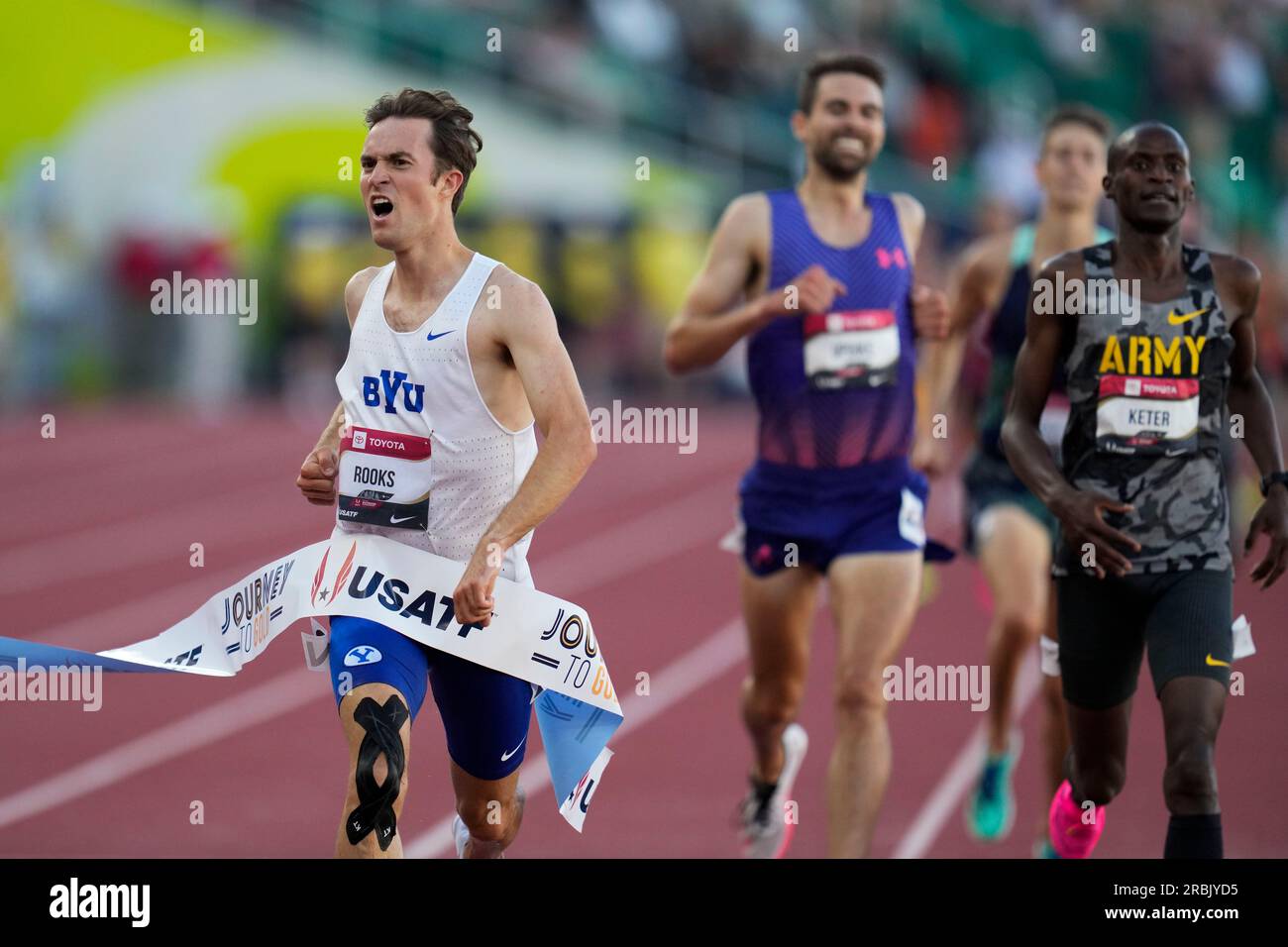 Kenneth Rooks crosses the finish line to win the men's 3000 meter ...