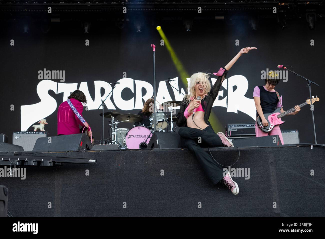 Arrow de Wilde of Starcrawler performs at Festival d'ete de Quebec on Saturday, July 8, 2023, at ...