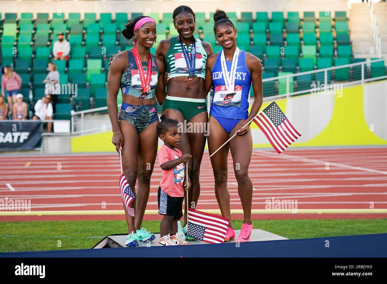 Nia Ali, silver medalist in the women's 3000 meter steeplechase, poses ...