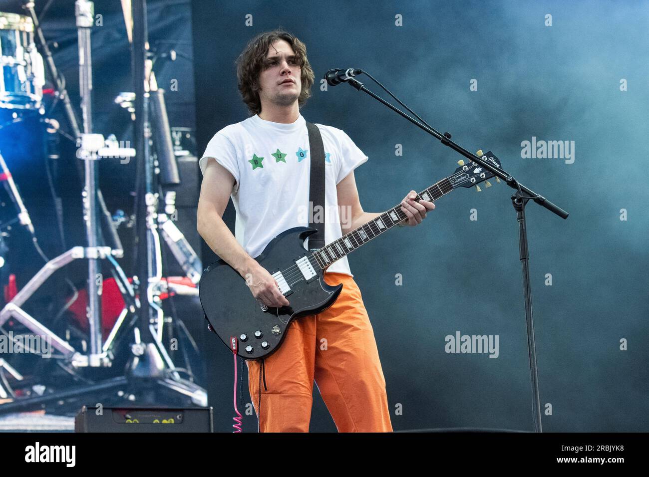 Hunter Thompson of White Reaper performs at Festival d'ete de Quebec on ...