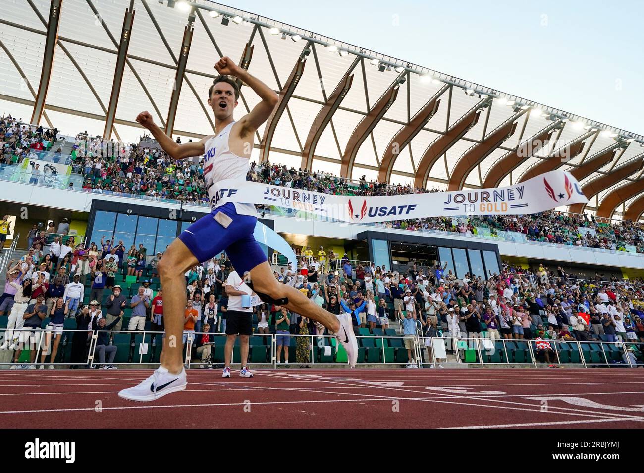 Kenneth Rooks crosses the finish line to win the men's 3000 meter ...