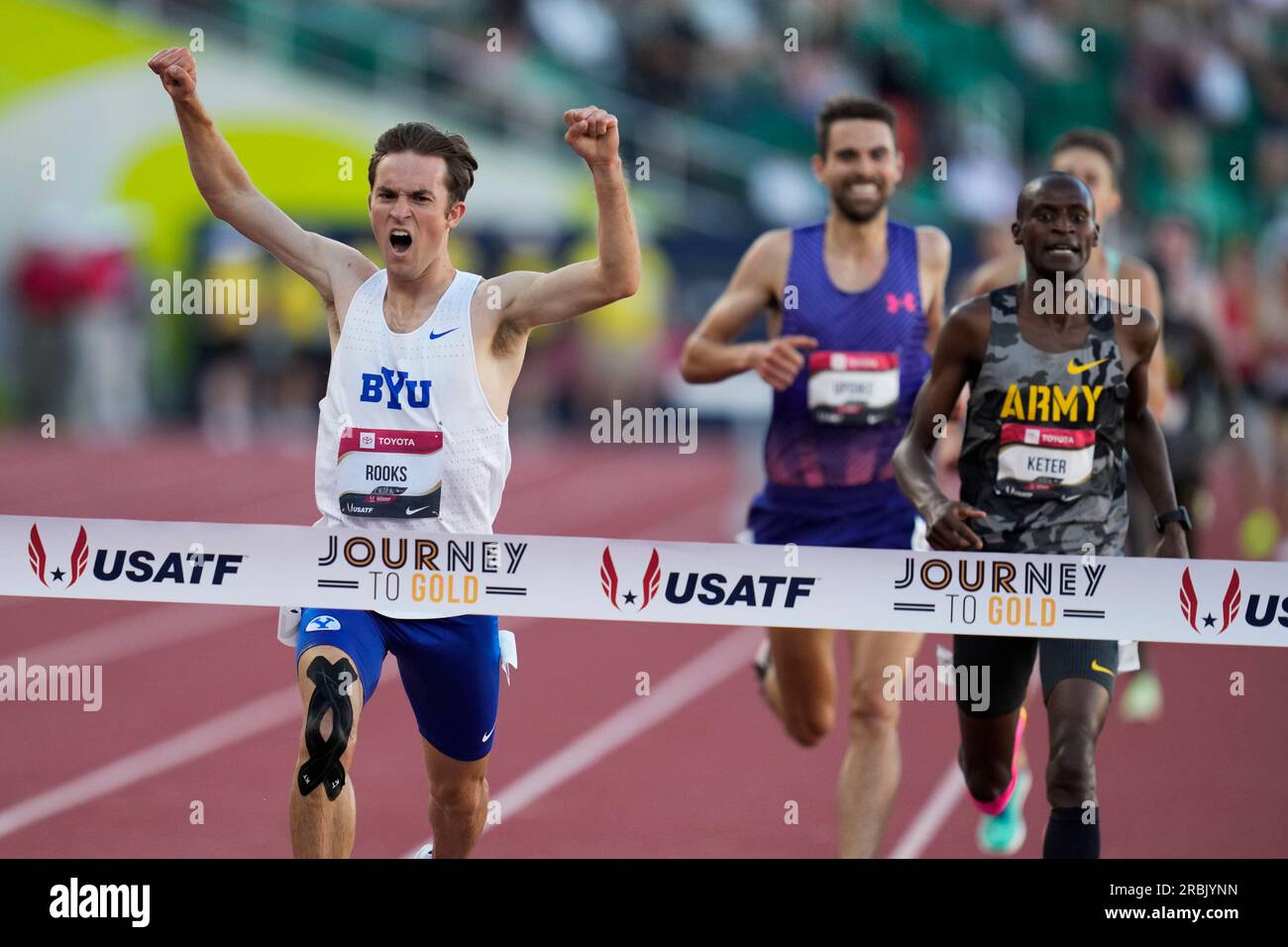 Kenneth Rooks crosses the finish line to win the men's 3000 meter ...