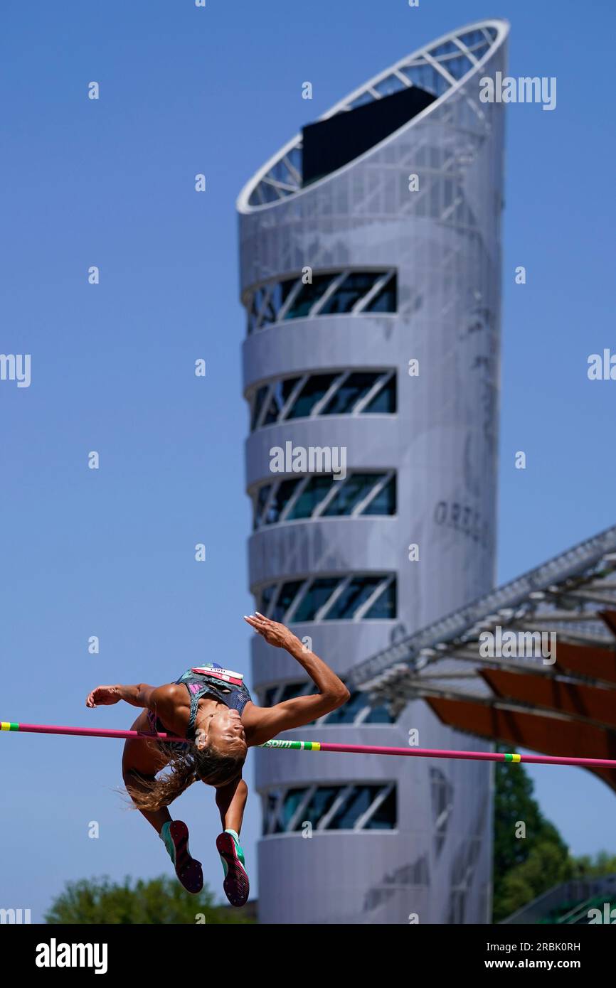 Anna Hall competes in the heptathlon high jump during the 2023 USATF ...