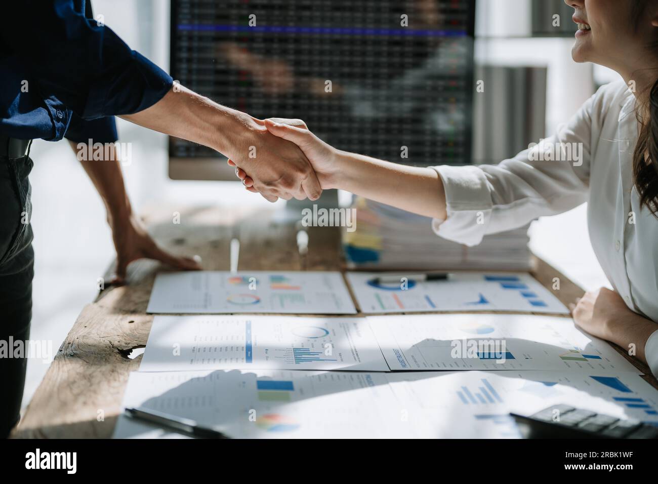 Handshake, contract deal and business partnership of meeting with ...