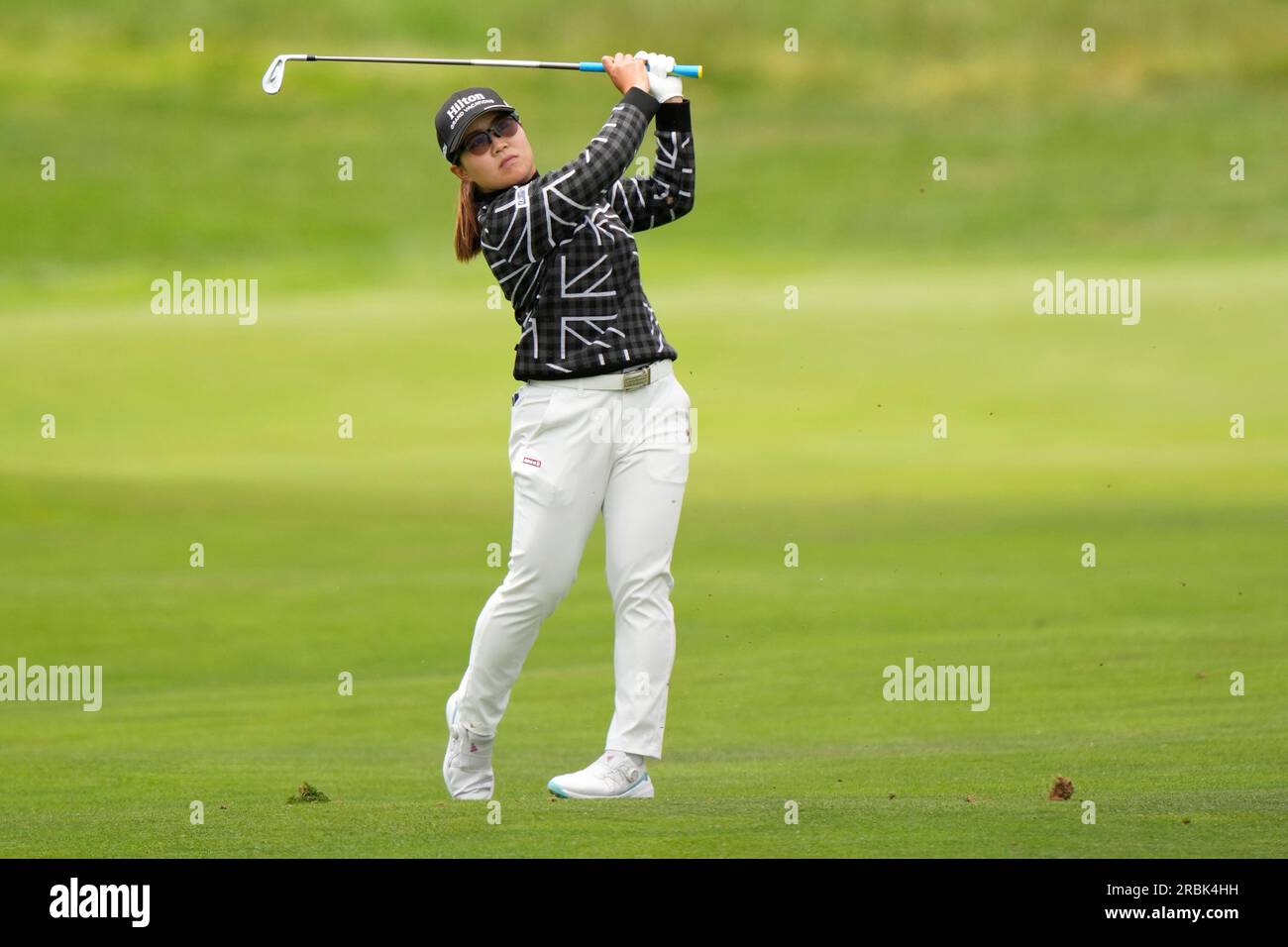 Nasa Hataoka, of Japan, hits from the second fairway during the final ...