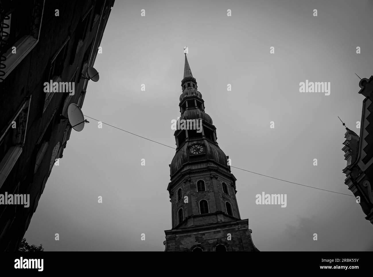 Silhouette of church spire Black and White Stock Photos & Images - Alamy