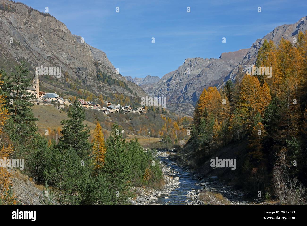 River Ubaye and Saint-Paul-de-Ubaye, Alpes-de-Haute-Provence, Provence ...