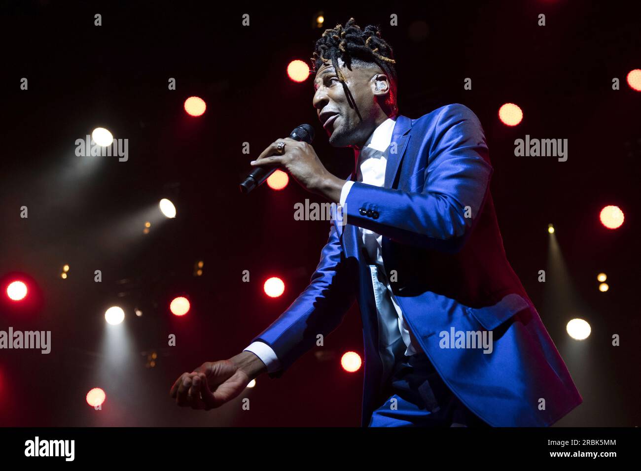U.S. singer Jon Batiste performs on the Auditorium Stravinski stage ...