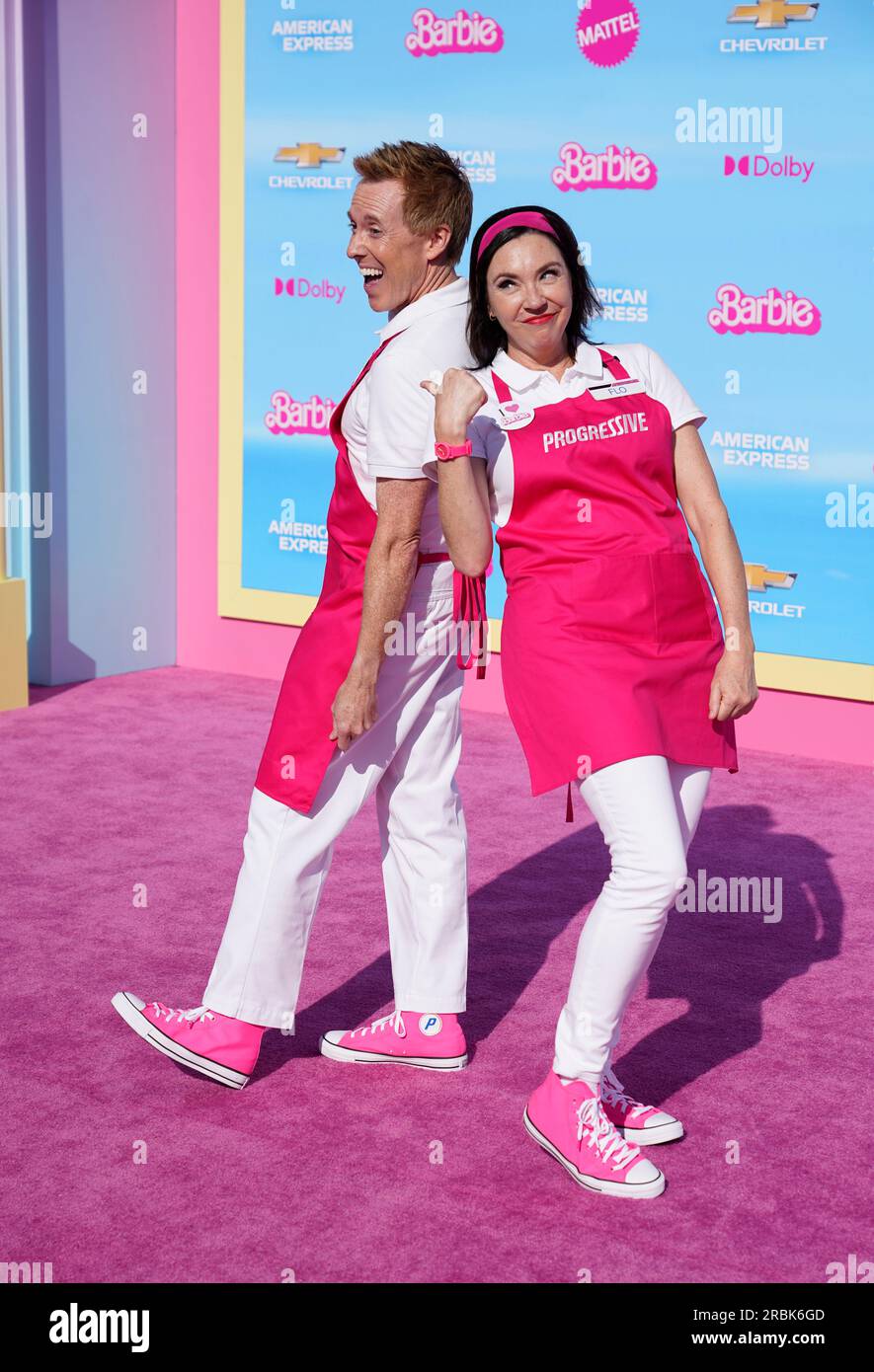 Jim Cashman, left as Jamie and Stephanie Courtney as Flo from ...