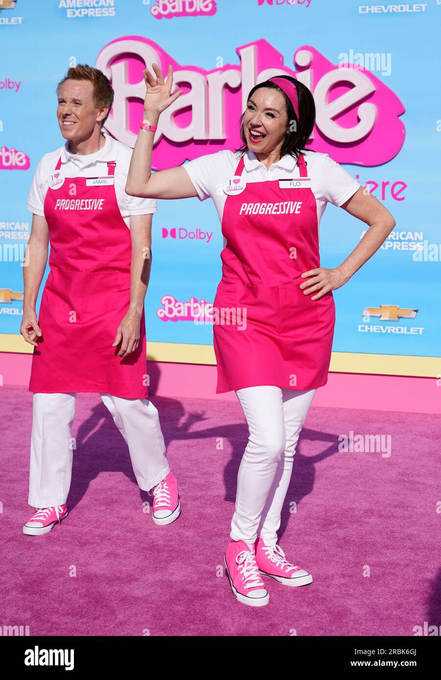 Jim Cashman, left as Jamie and Stephanie Courtney as Flo from ...