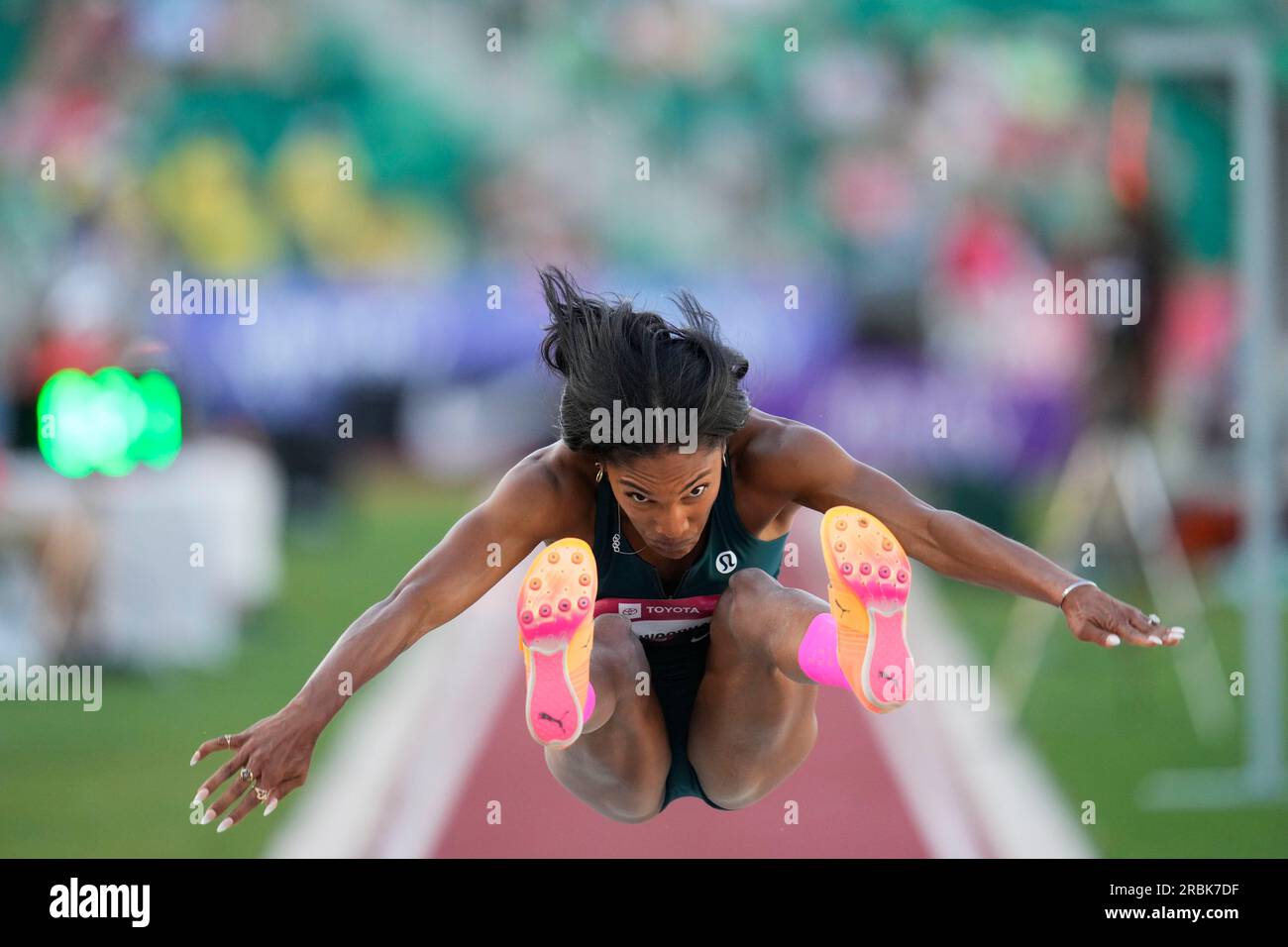 Tara Davis-Woodhall, who took first place, competes in the women's long ...