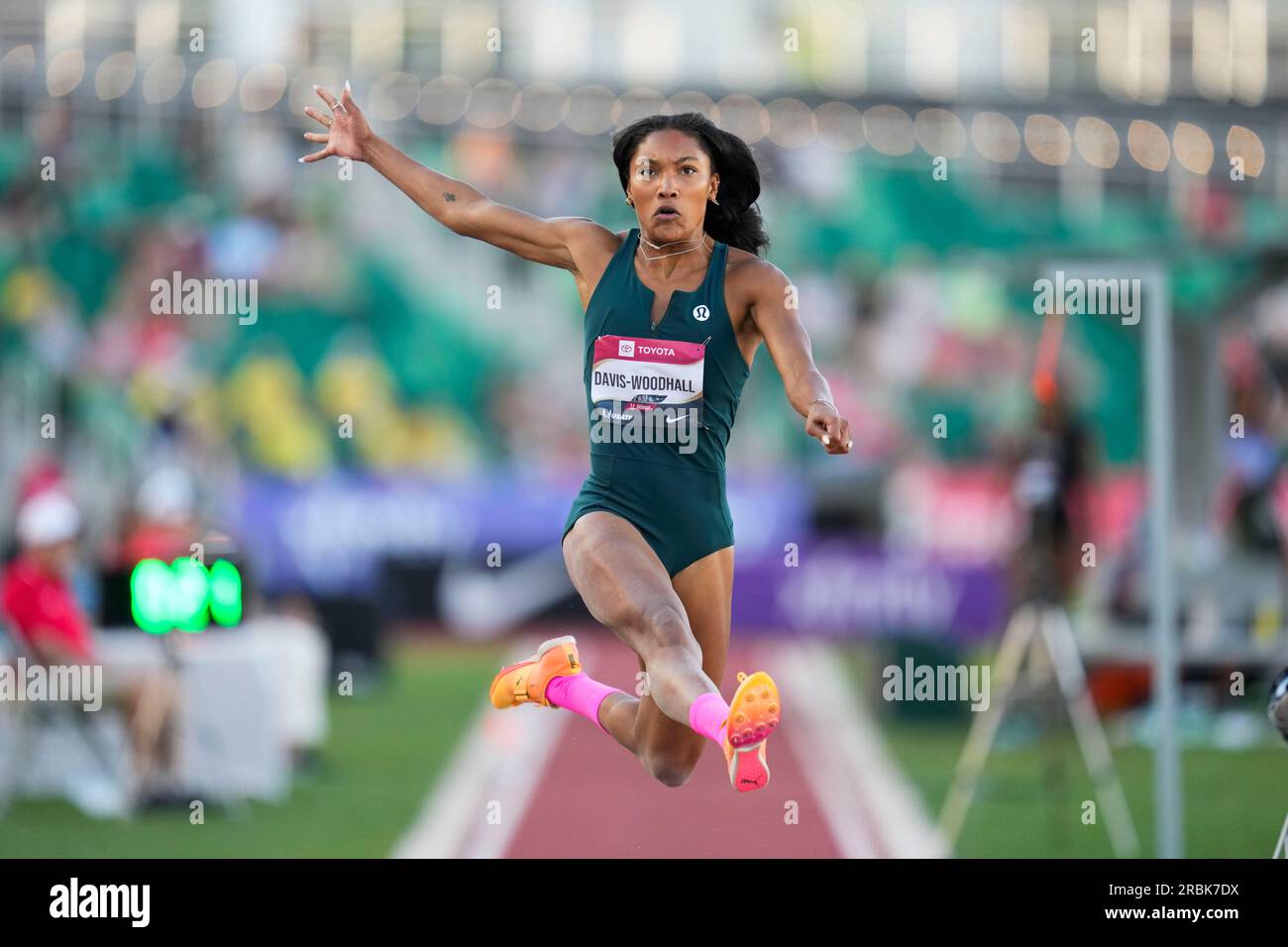 Tara Davis-Woodhall, who took first place, competes in the women's long ...