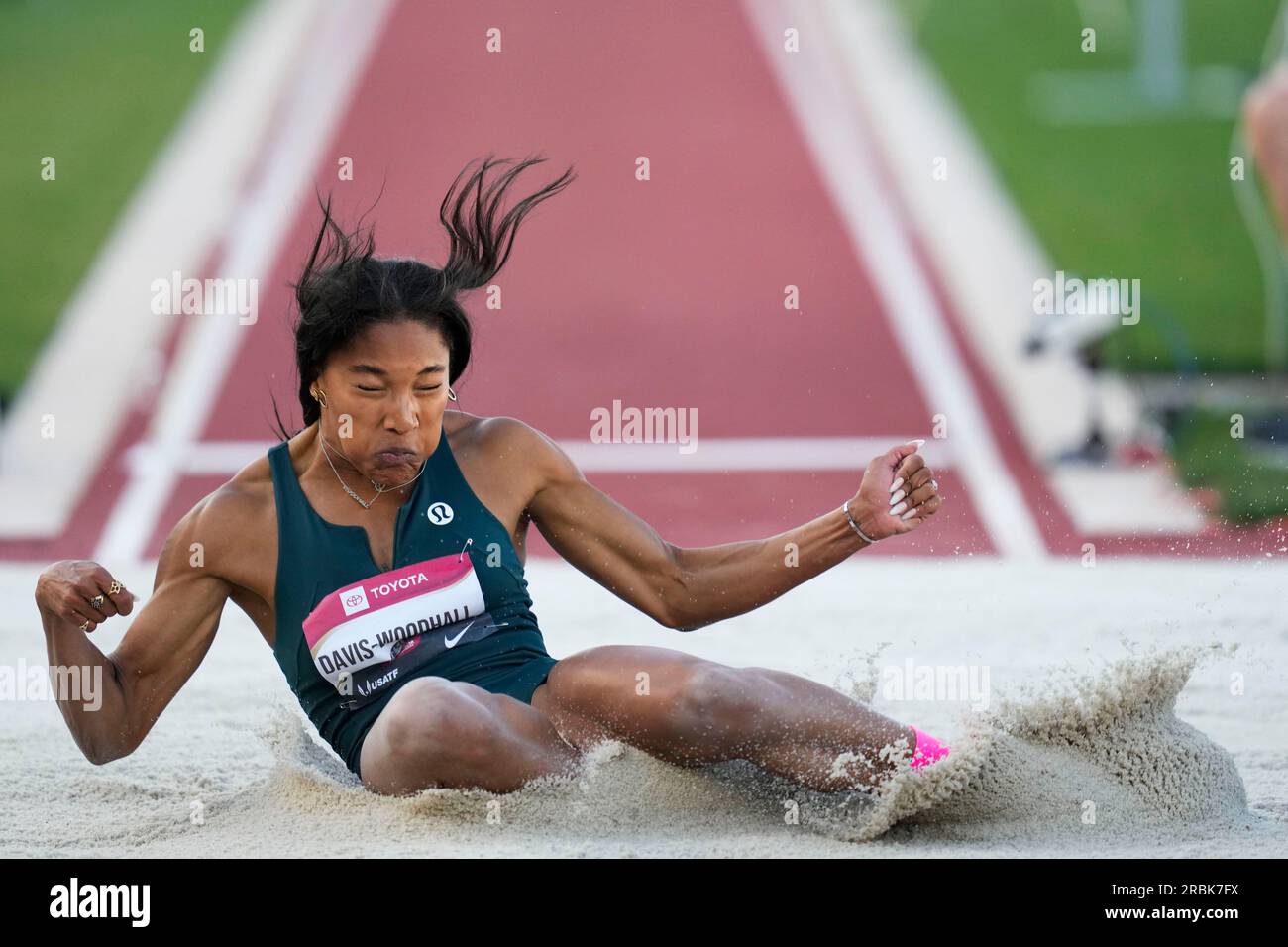 Tara Davis-Woodhall, who took first place, competes in the women's long ...