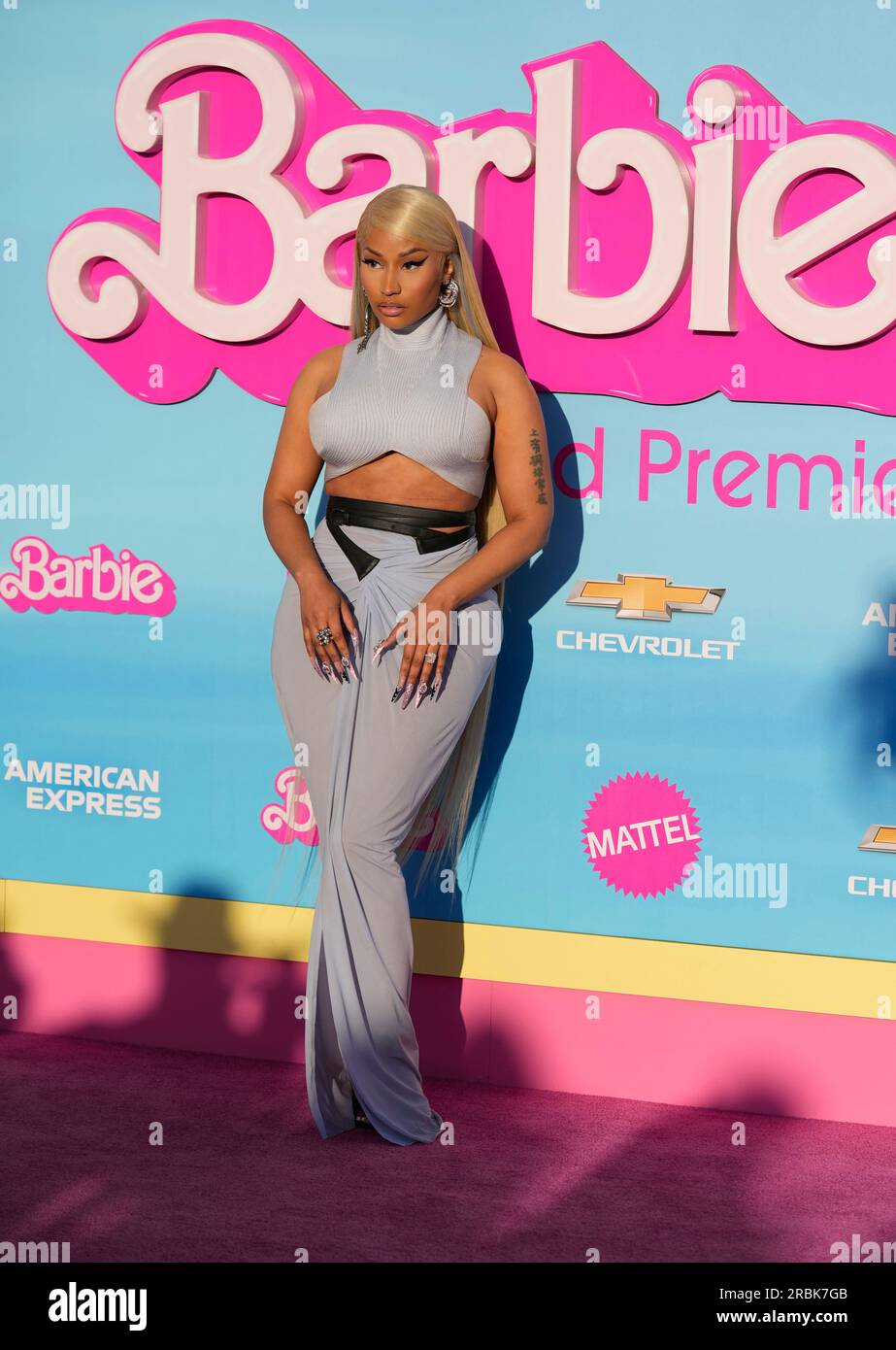 Nicki Minaj arrives at the premiere of "Barbie" on Sunday, July 9, 2023 ...