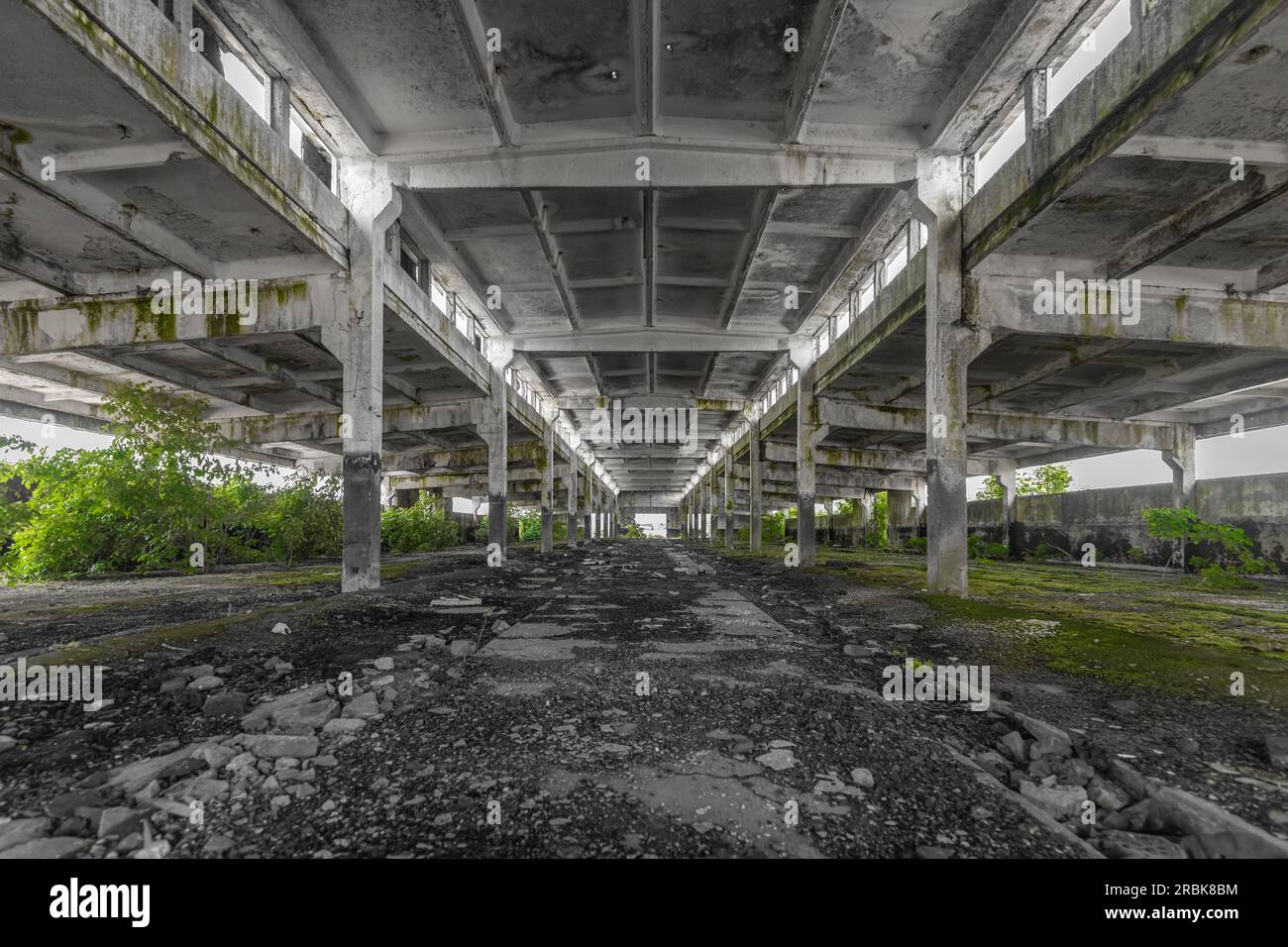 Ruins of an industrial factory. Abandoned building interior Stock Photo ...