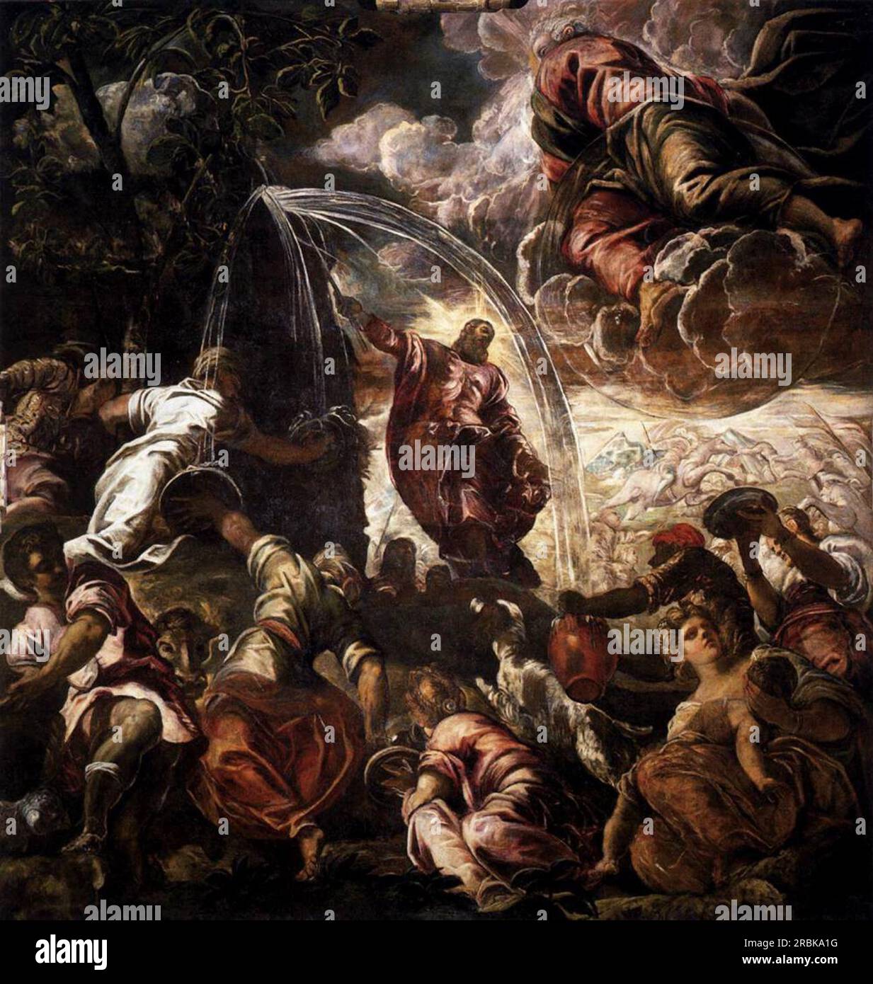 Moses Drawing Water from the Rock 1577 by Tintoretto Stock Photo - Alamy