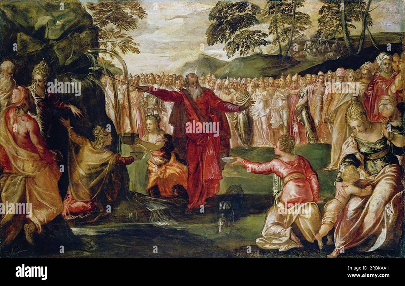 Moses Striking the Rock by Tintoretto Stock Photo - Alamy