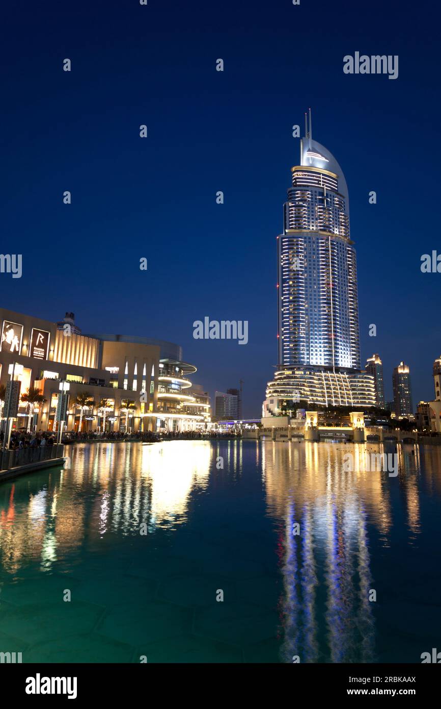 UAE, Dubai, the Address hotel at night Stock Photo - Alamy