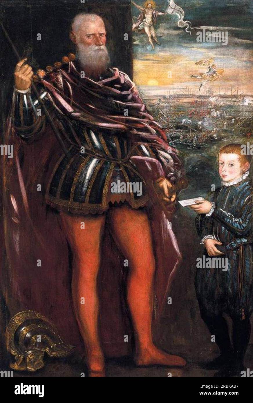 Portrait of Sebastiano Venier with a Page 1580 by Tintoretto Stock ...