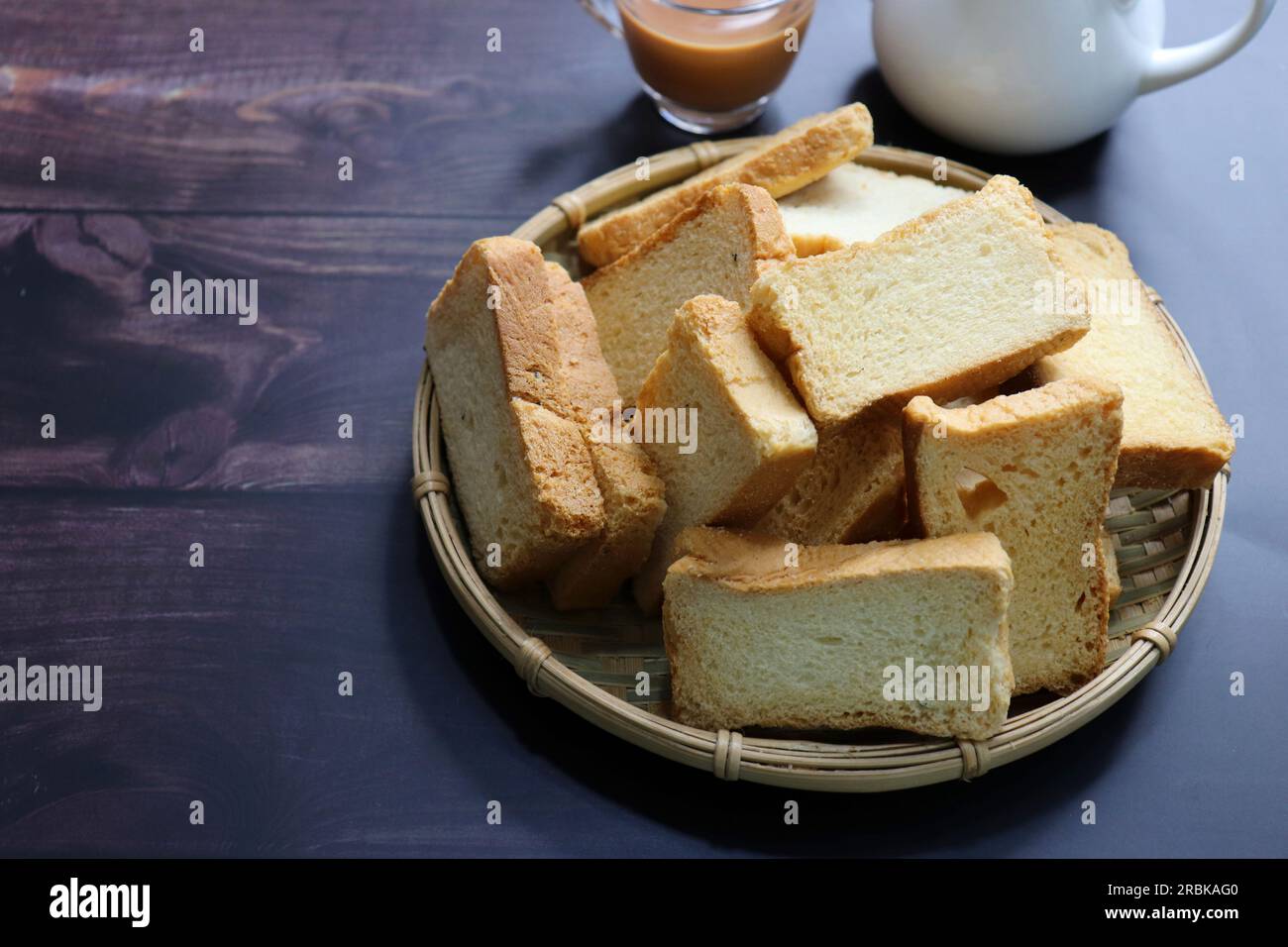 Tea Time Snack. Healthy Wheat rusk served with Indian hot masala tea ...