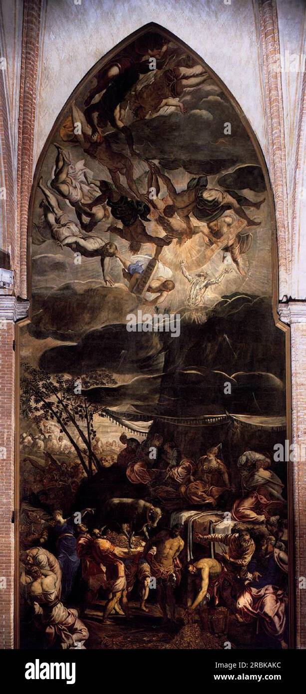 Moses Receiving the Tables of the Law 1562 by Tintoretto Stock Photo ...