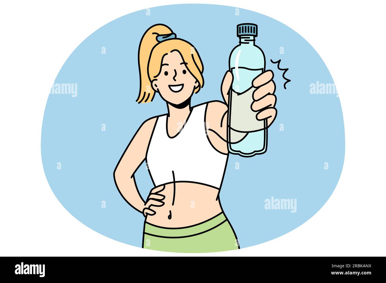 Fit young woman in sportswear recommend water drinking. Smiling toned ...