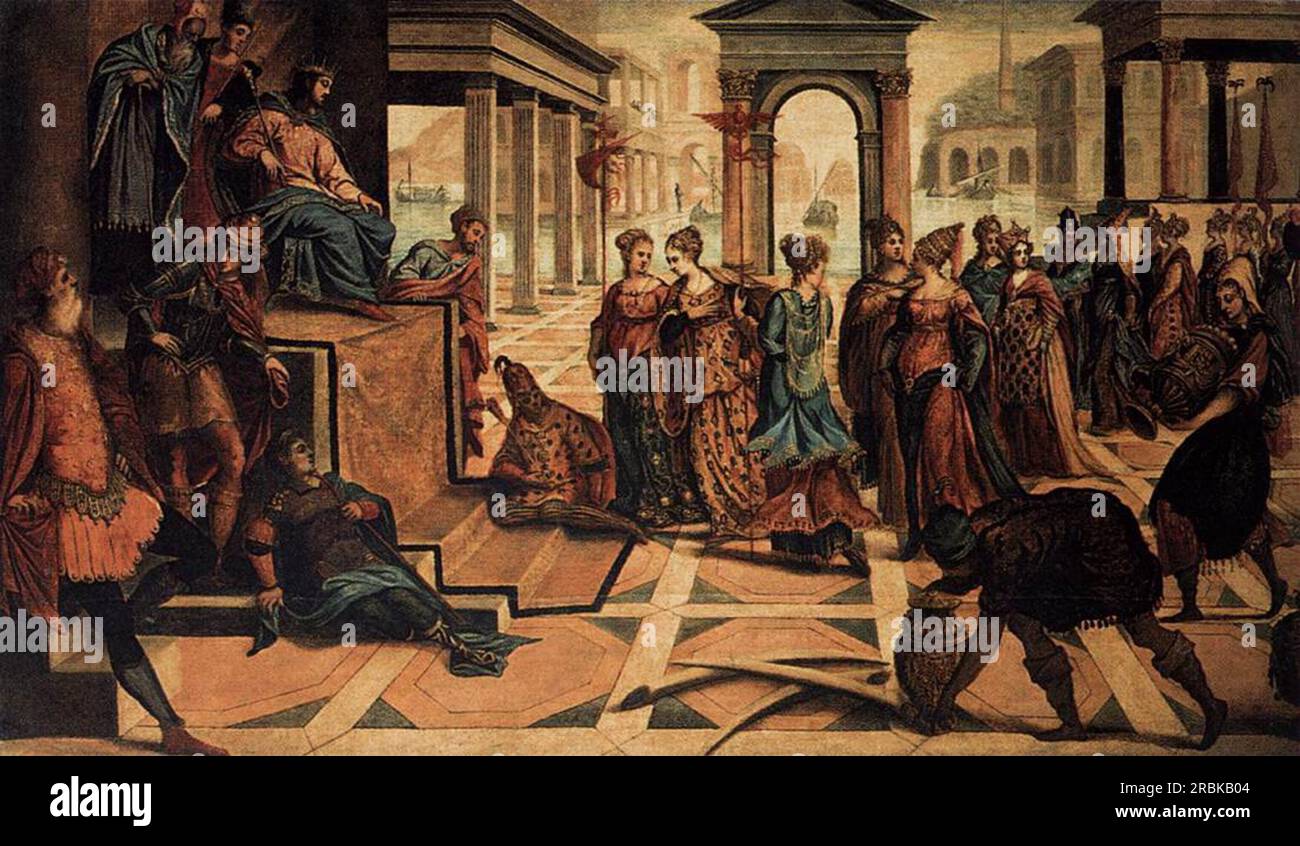Solomon and the Queen of Sheba 1545 by Tintoretto Stock Photo - Alamy