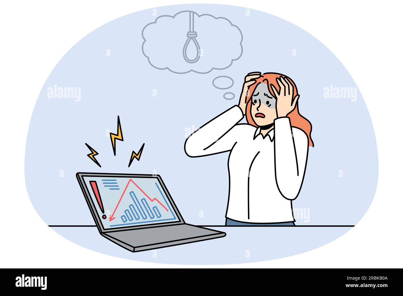 Employee looking down laptop Stock Vector Images - Alamy