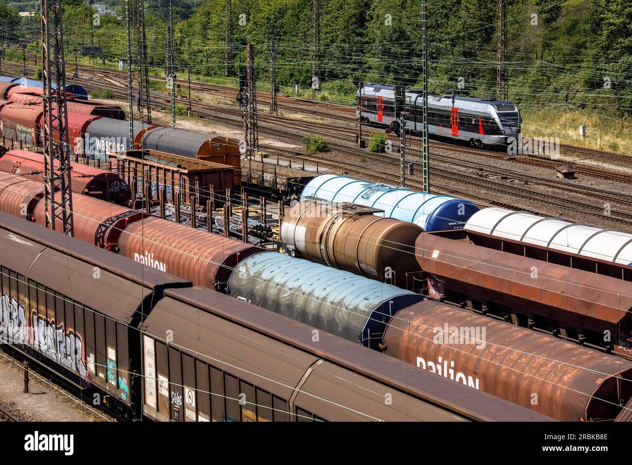 railroad shunting yard in Hagen-Vorhalle, freight trains, Hagen, North Rhine-Westphalia, Germany ...