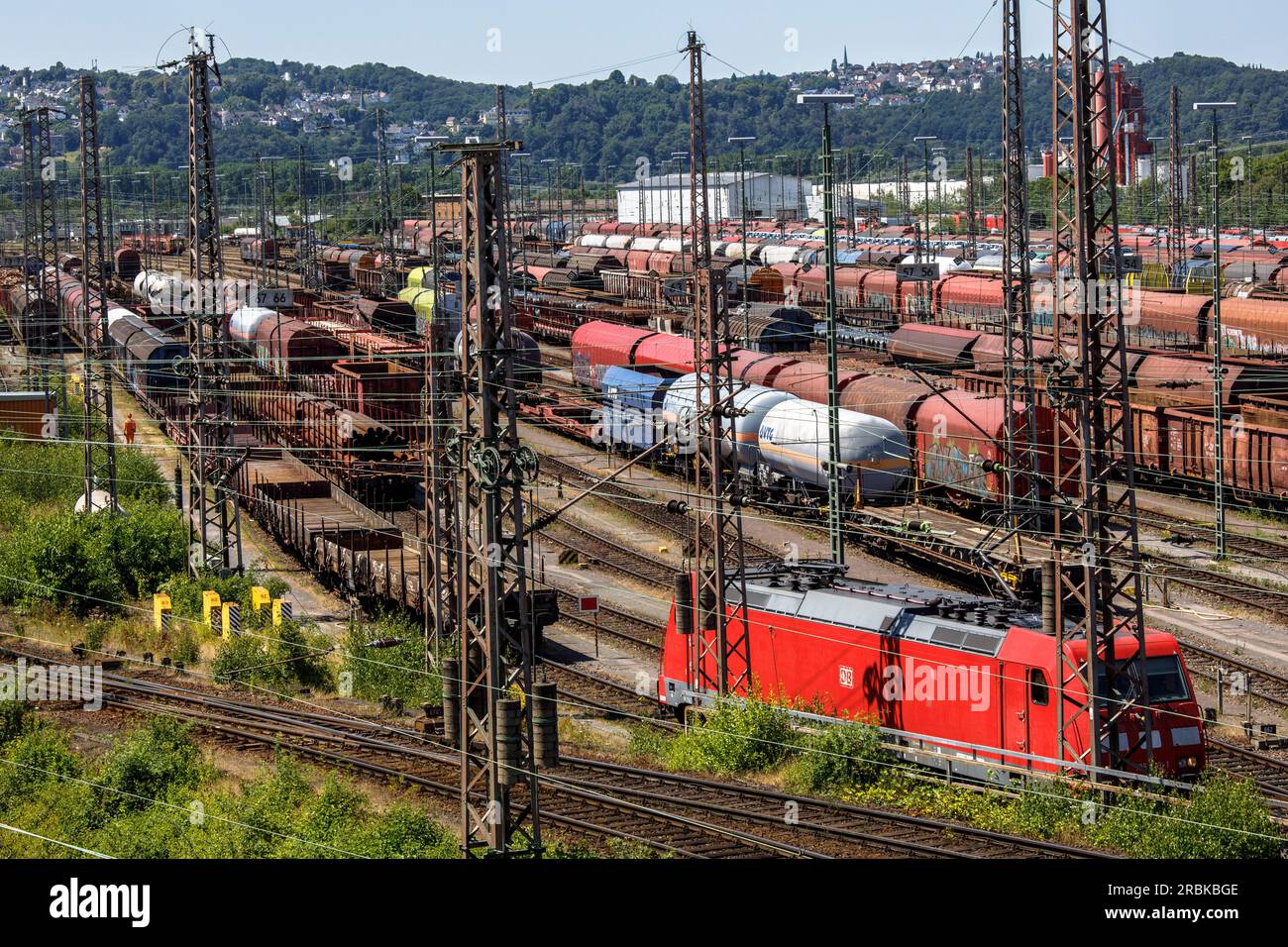 railroad shunting yard in Hagen-Vorhalle, freight trains, Hagen, North Rhine-Westphalia, Germany ...