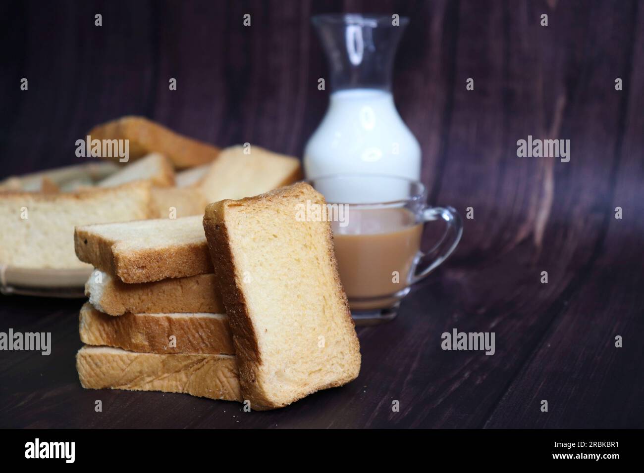 Tea Time Snack. Healthy Wheat rusk served with Indian hot masala tea ...