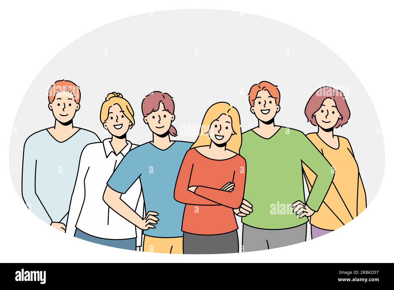 Diverse young people standing together showing friendship and support ...