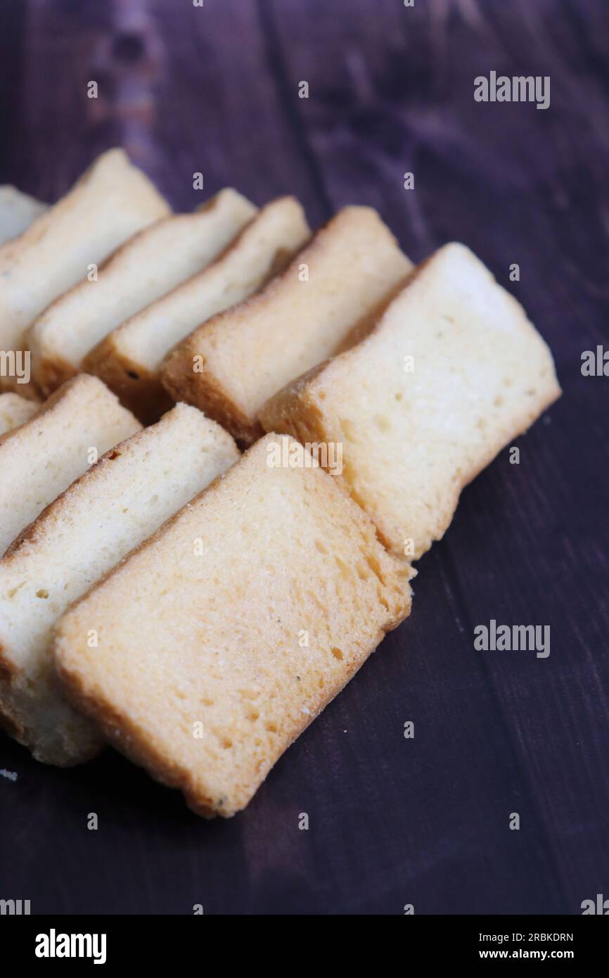 Tea Time Snack. Healthy Wheat rusk served with Indian hot masala tea ...