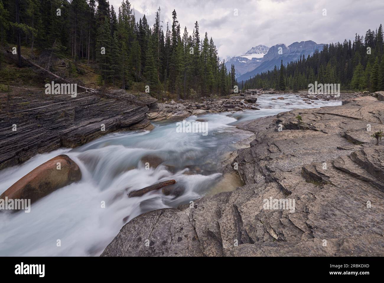 The Mistaya River flows through Mistaya Canyon in Banff National Park ...