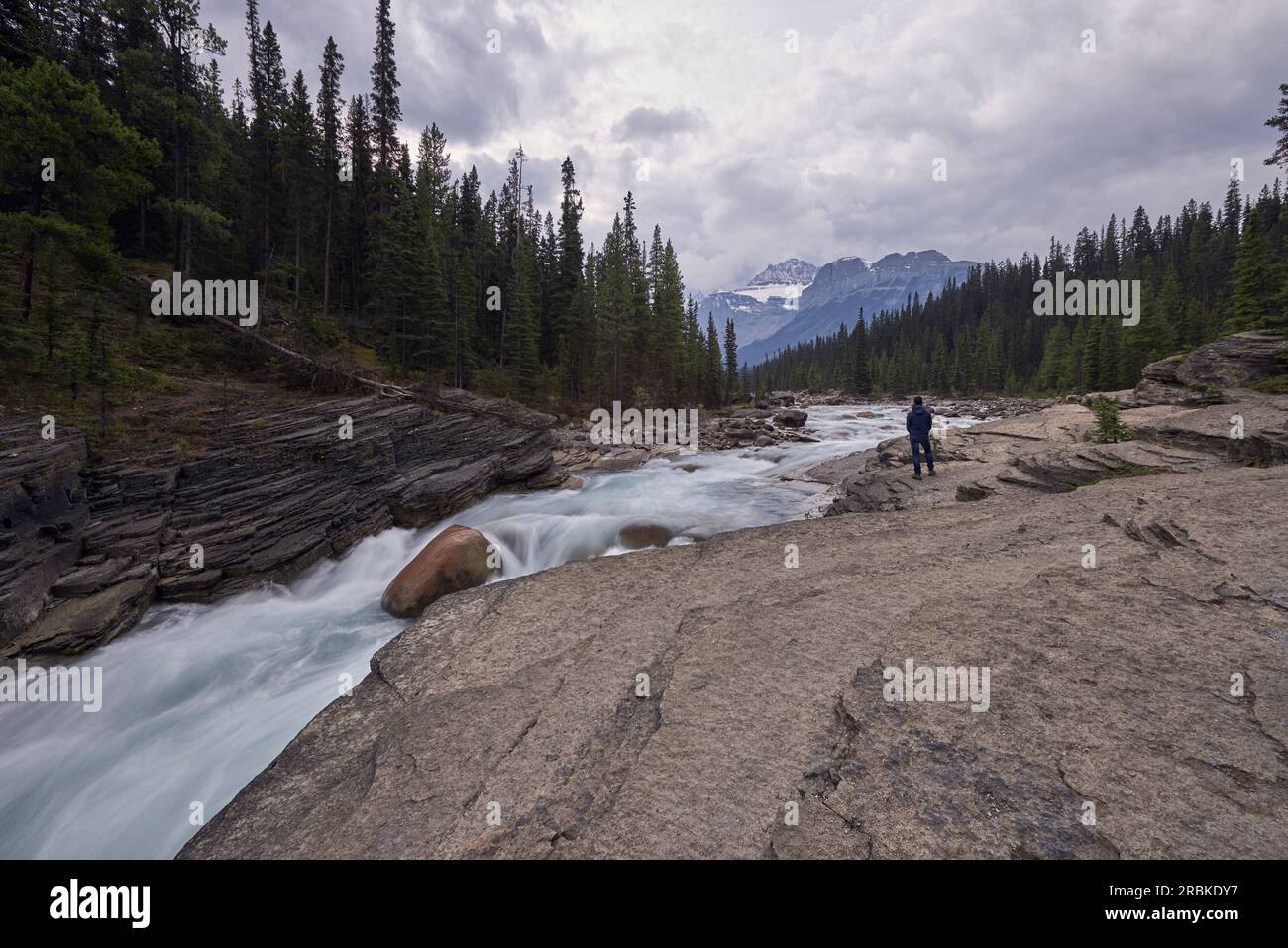 The Mistaya River flows through Mistaya Canyon in Banff National Park ...