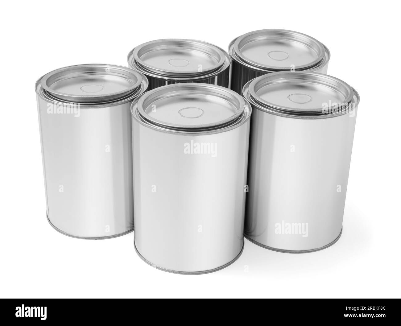 Many cans of paints on white background Stock Photo - Alamy