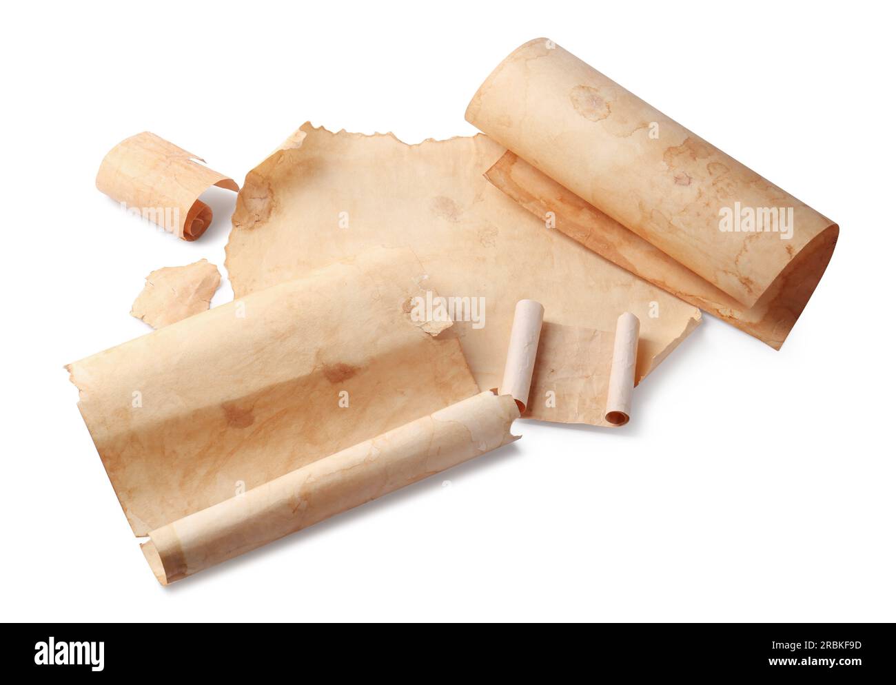 Sheets of old parchment paper on white background Stock Photo - Alamy