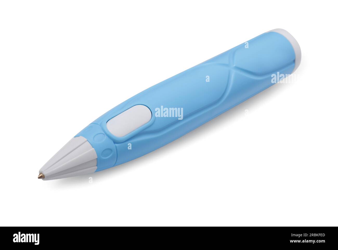 Stylish light blue 3D pen isolated on white Stock Photo - Alamy