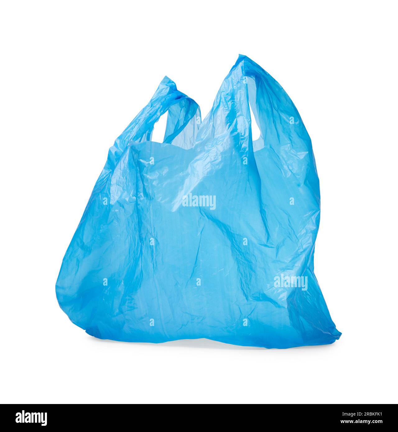 One light blue plastic bag isolated on white Stock Photo - Alamy