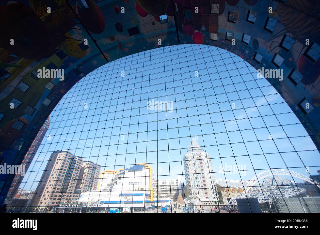 The famous Markthal in the city centre of Rotterdam with the skyline ...