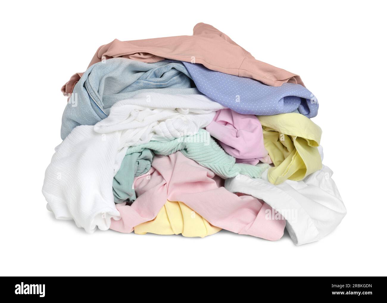 Pile of colorful clothes isolated on white Stock Photo - Alamy
