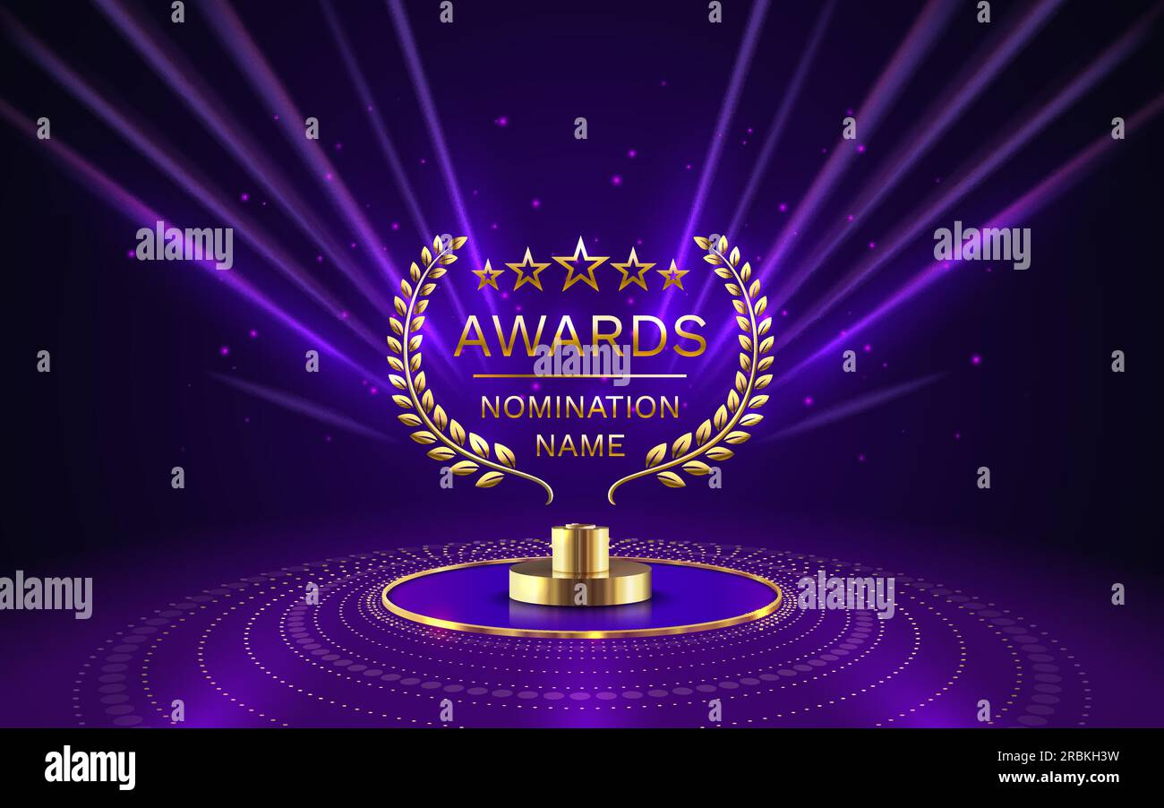 Awards nomination name podium, golden prize event, scene star ceremony ...