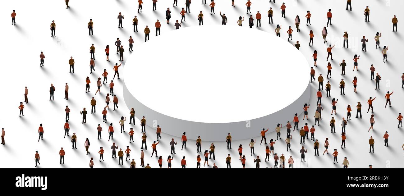 Large group of people in the shape of a circle. People crowd concept ...