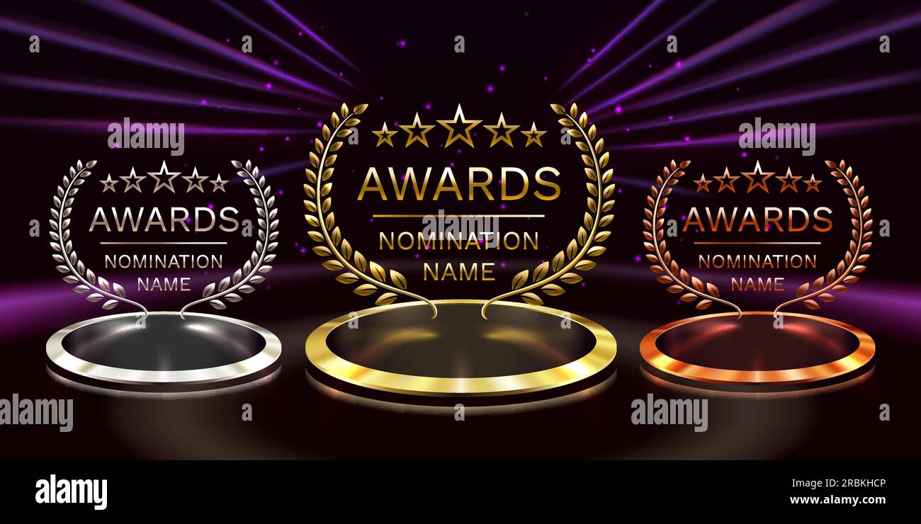 Awards nomination name podium, awards golden prize event, first place ...