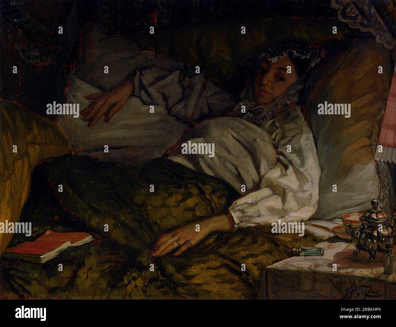 A Reclining Lady by James Tissot Stock Photo - Alamy
