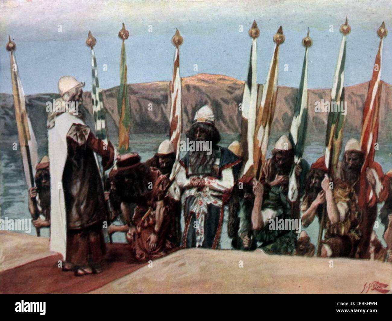 Moses Blesses Joshua Before the High Priest by James Tissot Stock Photo ...